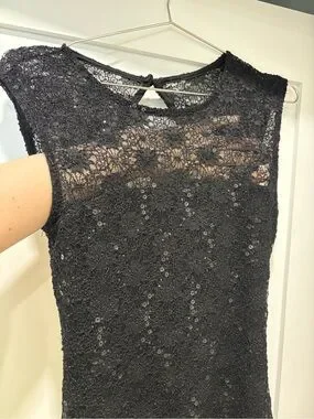 Eclipse | Dresses | Eclipse Black Lace Sequin Cocktail Dress Size ...